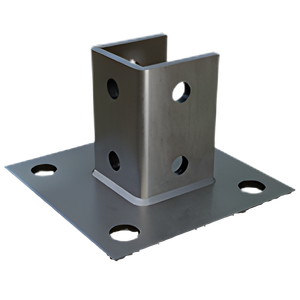 6" x 6" x 3-1/2" x 1/4" 10-Hole Single Strut Post Base, Pre-Galvanized